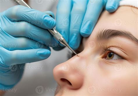 Cosmetologist Uses Comedone Extractor On Woman Nose For Blackheads