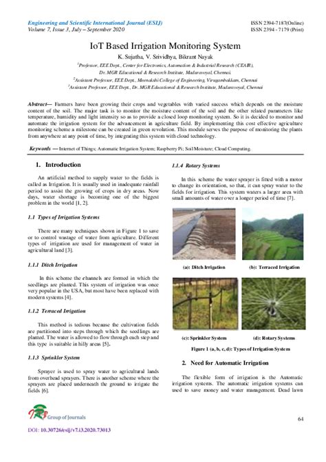 Pdf Iot Based Irrigation Monitoring System