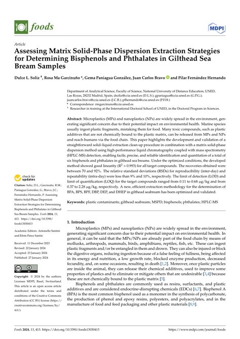 Pdf Assessing Matrix Solid Phase Dispersion Extraction Strategies For Determining Bisphenols