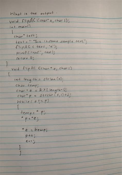 Solved What Is The Output Void FlipAC Char X Char Int Chegg Com
