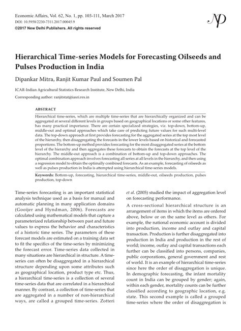 (PDF) Hierarchical Time-series Models for Forecasting Oilseeds and Pulses Production in India