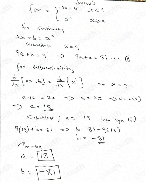 Solved Find Values Of α And B That Make The Function Provided Below