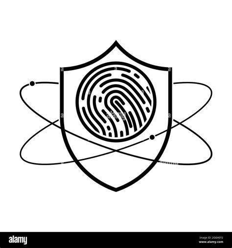 Shield With Fingerprint Icon Biometric Data Protection Symbol Vector Illustration Linear