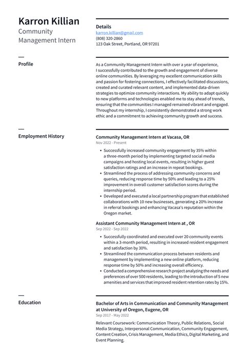 Walgreens Community Management Intern Resume Examples
