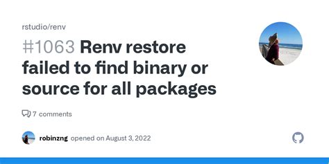 Renv Restore Failed To Find Binary Or Source For All Packages Issue Rstudio Renv GitHub
