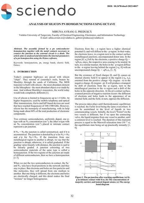 Pdf Analysis Of Silicon Pn Homojunctions Using Octave