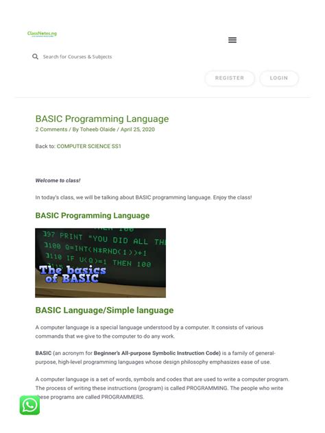 basic programming language classnotes pdf control flow programming