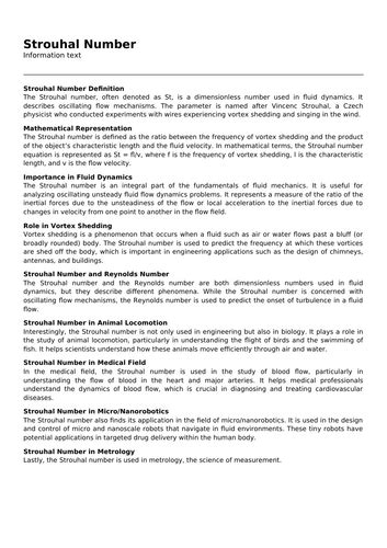 Strouhal Number Teaching Resources Strouhal Number Teaching Resources