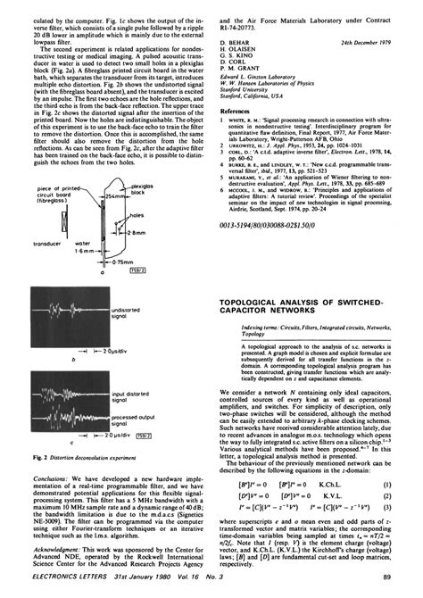 Pdf Topological Analysis Of Switched Capacitor Networks