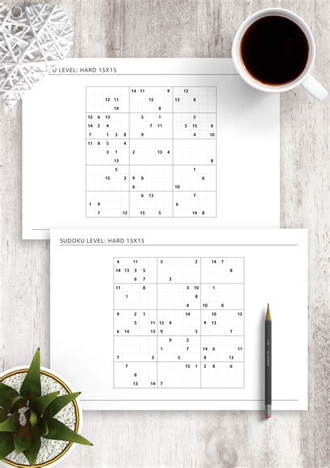 Download Printable 15x15 Hard Sudoku Horizontal Pdf