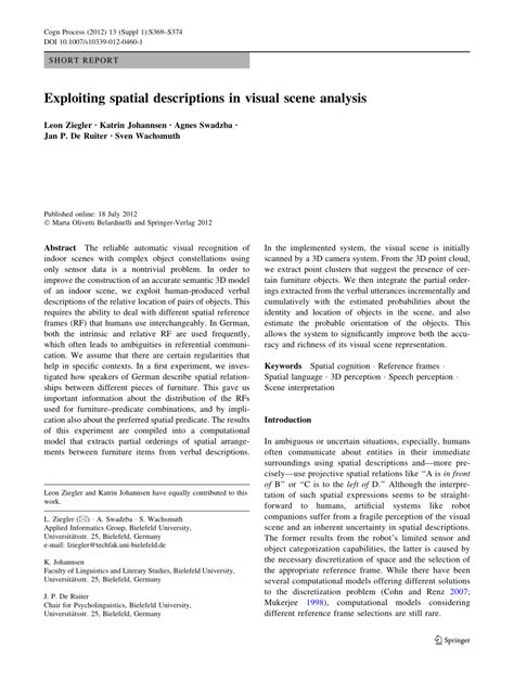 Pdf Exploiting Spatial Descriptions In Visual Scene Analysis