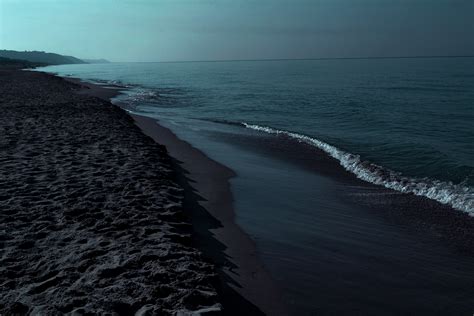 2560x1600 Overcast Sea Beach Waves At Night Wallpaper 2560x1600