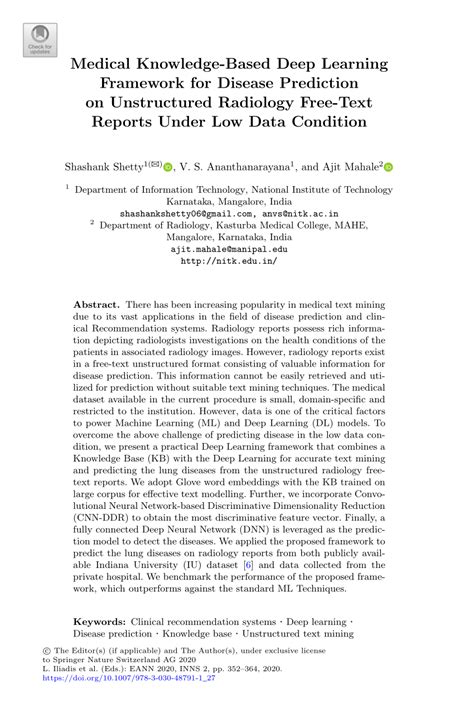 Pdf Medical Knowledge Based Deep Learning Framework For Disease Prediction On Unstructured
