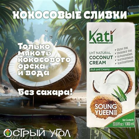 Kati кокосовые сливки жирность 24%, 1000мл из натуральной мякоти ...