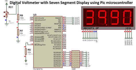 digital voltmeter using 7 segment display and pic microcontroller