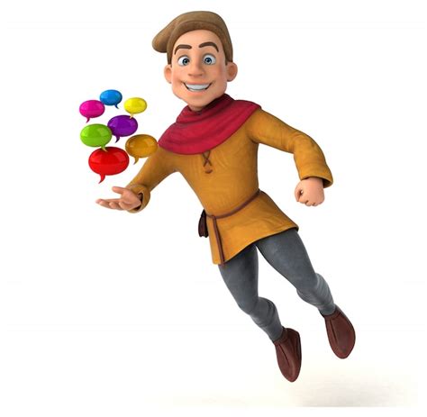 중세 역사적 인물의 3d 일러스트 프리미엄 사진