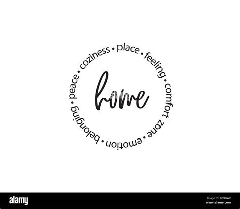 Home And Words In A Circle Typographical Art Design Isolated On White