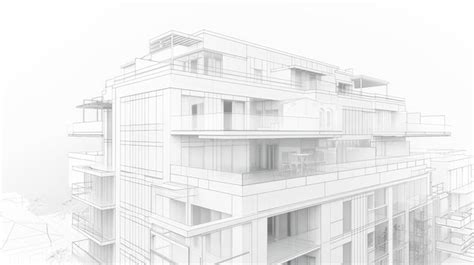 Architectural Wireframe Model Of A Residential Building Detailed Lines And Structure Premium