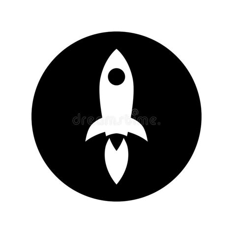Rocket Launch Icon In White On Black Circle Stock Vector Illustration Of Concept Cartoon