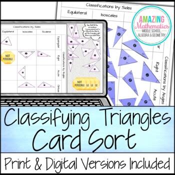 Classifying Triangles Card Sort Activity PDF Digital By Amazing Mathematics