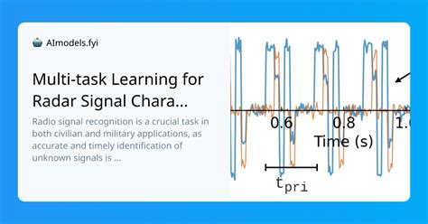 Multi Task Learning For Radar Signal Characterisation Ai Research Paper Details
