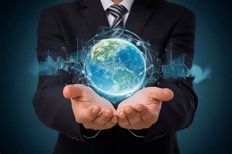 Internet World In The Hands Of A Businessman Network Technology And Communication Space Input