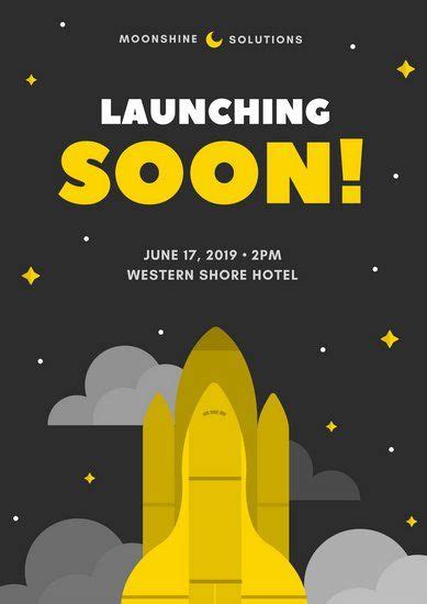 Charcoal And Yellow Rocketship Business Launch Poster Business Poster Canva Design Graphic