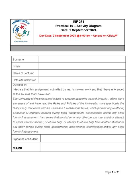 Inf271 Practical 10 2024 Inf 271 Practical 10 Activity Diagram Date 2 September 2024 Due