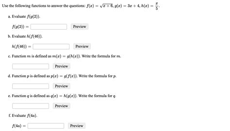 Solved Use The Following Functions To Answer The Questions Chegg Com