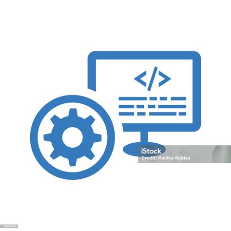 Coding Input Programming Iconblue Color Vector Symbol Stock