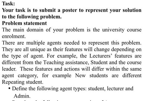 Solved Your Task Is To Submit A Poster To Represent Your