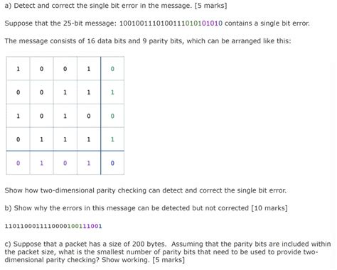 Solved A Detect And Correct The Single Bit Error In The