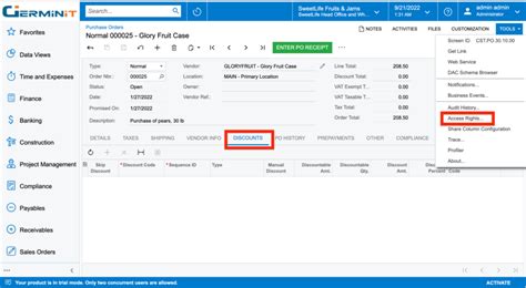 how to hide or block access to a form tab in acumatica germinit