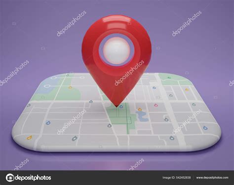 Gps Red Navigator Pin Checking Map Purple Background Location Pin Stock Photo VenstoprintArt