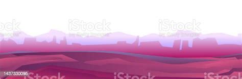 바위 안개 풍경입니다 원활한 그림입니다 수평 구성 아름다운 돌 풍경입니다 만화 플랫 스타일 디자인 흰색 배경에 격리 벡터 0명에 대한 스톡 벡터 아트 및 기타 이미지