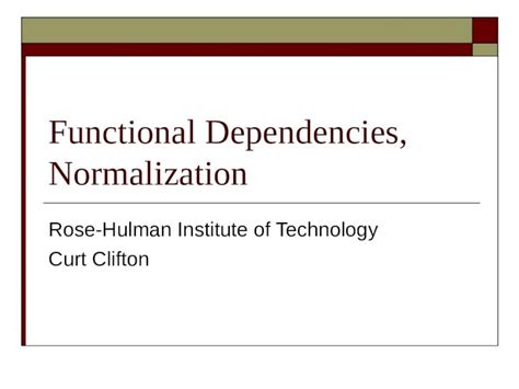 Ppt Functional Dependencies Normalization Dokumen Tips