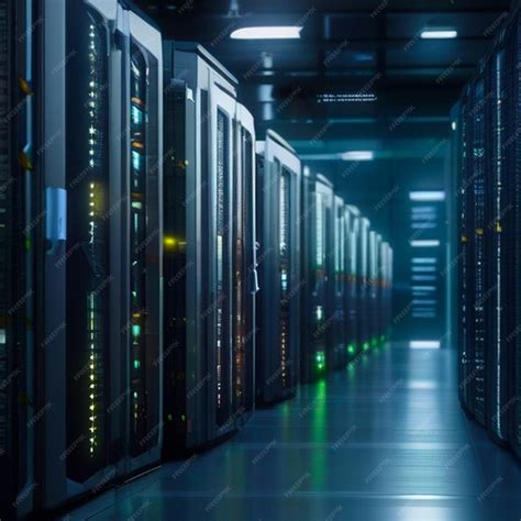 Premium Photo Data Server Racks Hub Room With Big Data Computer Center