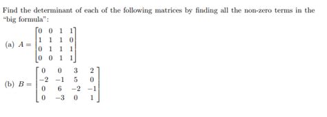 Answered Find The Determinant Of Each Of The Bartleby