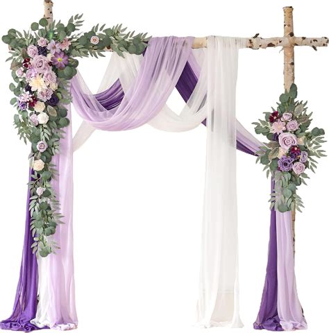 Weieryue Deluxe Purple Artificial Wedding Arch Flowers With