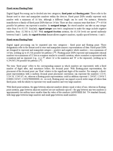 Fixed Versus Floating Point Pdf Numbers Decimal