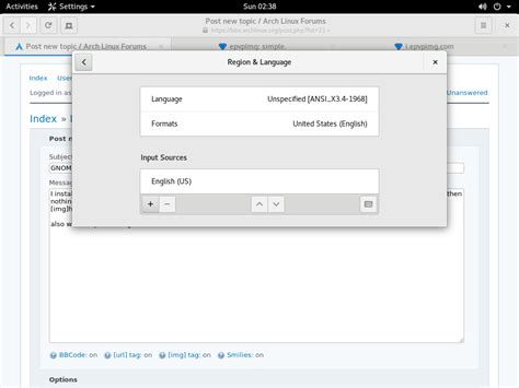 Solved Gnome Terminal Not Working And Language Error Newbie Corner Arch Linux Forums