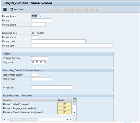 CG SAP Tcode Display Phrases