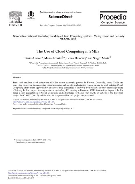 Pdf The Use Of Cloud Computing In Smes