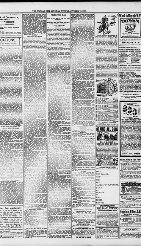 Kansas City Journal 1896 Prehistoric Man ™