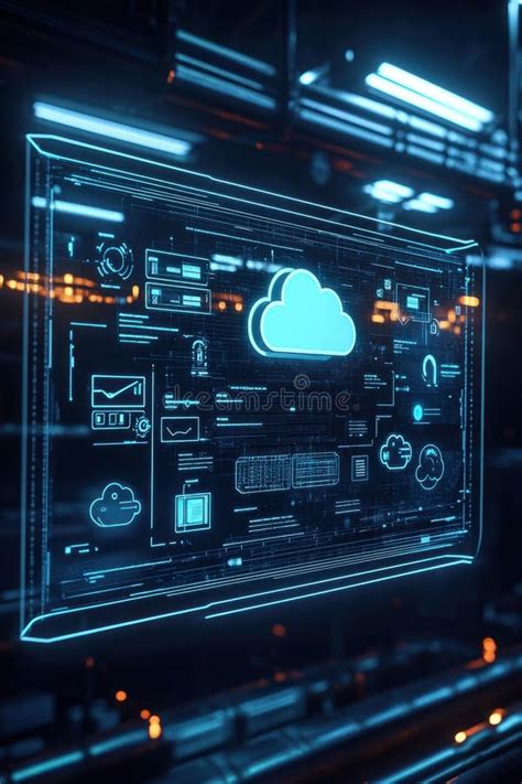 Cloud File Integration An Advanced Glowing Holographic Interface