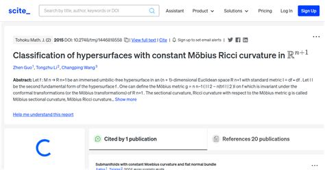 [citation Report] Classification Of Hypersurfaces With Constant Möbius Ricci Curvature In