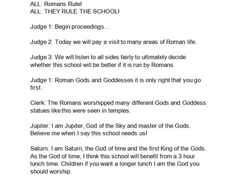 Roman Class Assembly Script Teaching Resources