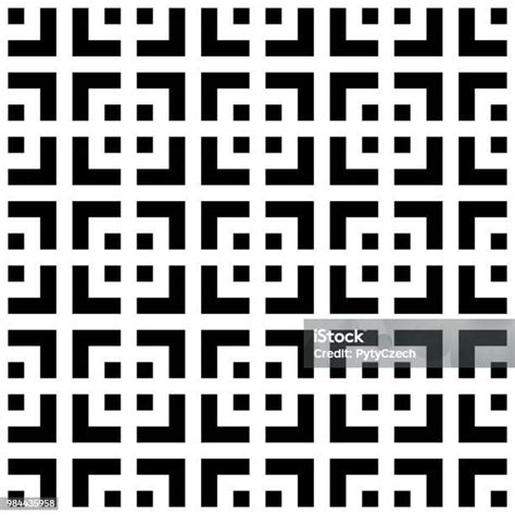 추상 원활한 패턴 배경입니다 흰색 배경에 고립 된 검은 기하학적 디자인 요소 미로 벡터 일러스트 레이 션 가리기에 대한 스톡