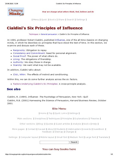 Cialdinis Six Principles Of Influence Pdf Persuasion Negotiation Cialdinis Six Principles Of Influence Pdf Persuasion Negotiation