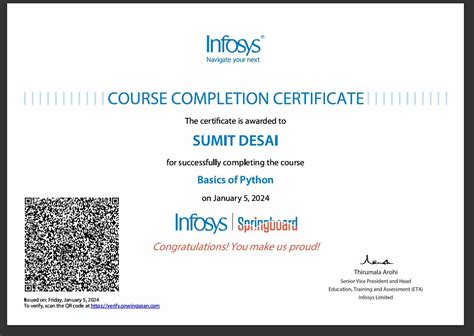 Sumit Desai On Linkedin I Have Completed Two Courses From Infosys Springboard Which Provided By